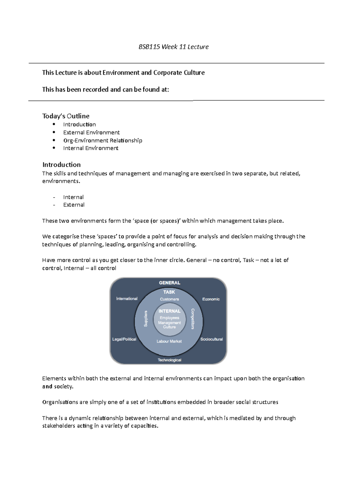 BSB115 Week 11 L - Lecture notes including PowerPoint from that week ...