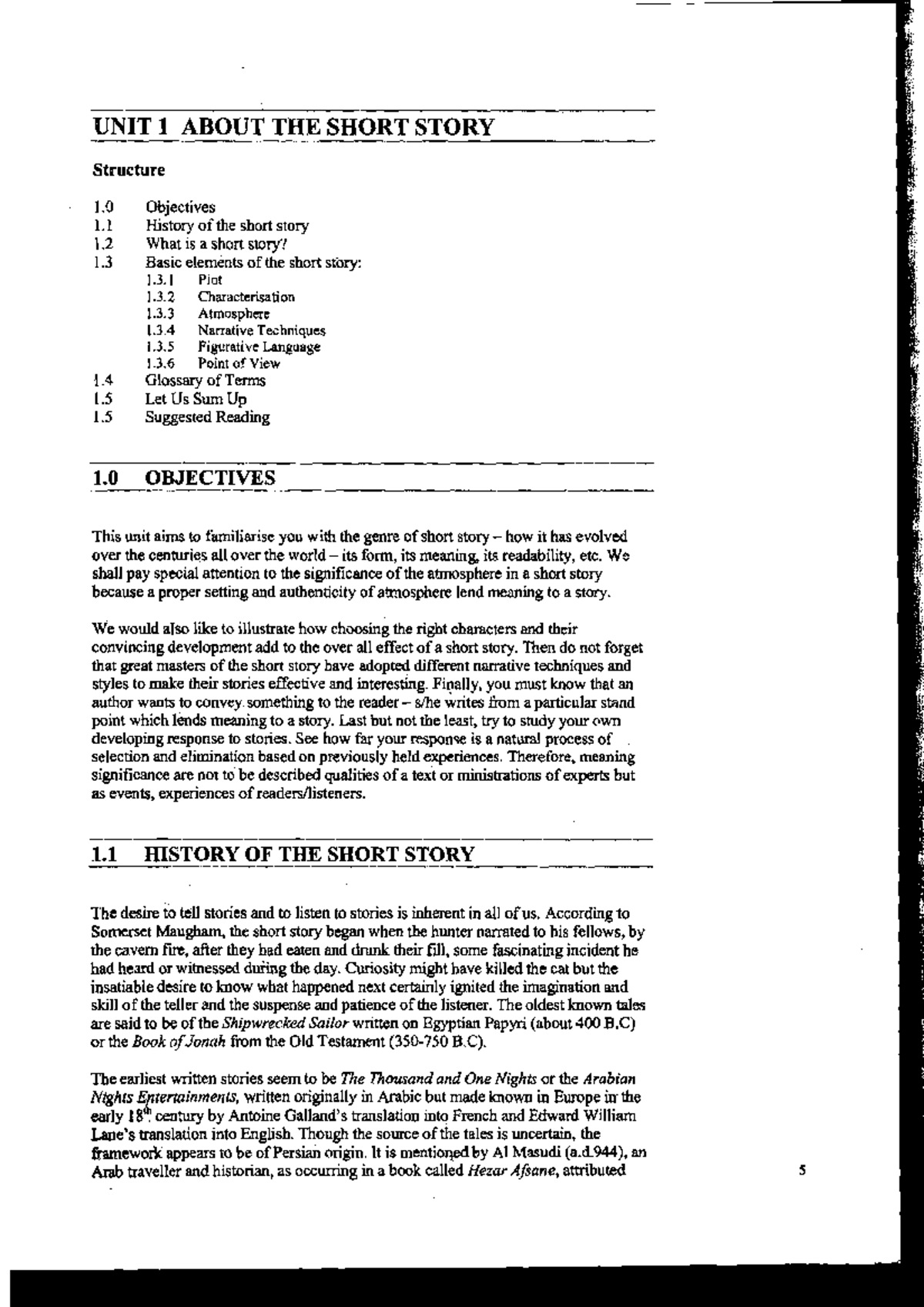 Unit-1 - dsfdsf - UNIT 1 ABOUT THE SHORT STORY ####### Structure 1 ...