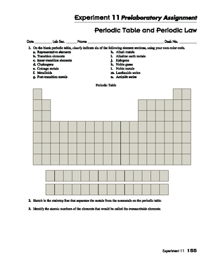 Experiment 10 Pre-Lab - Experiment 10 Prelaboratory Assignment Vinegar Analysis Date Lab Sec ...