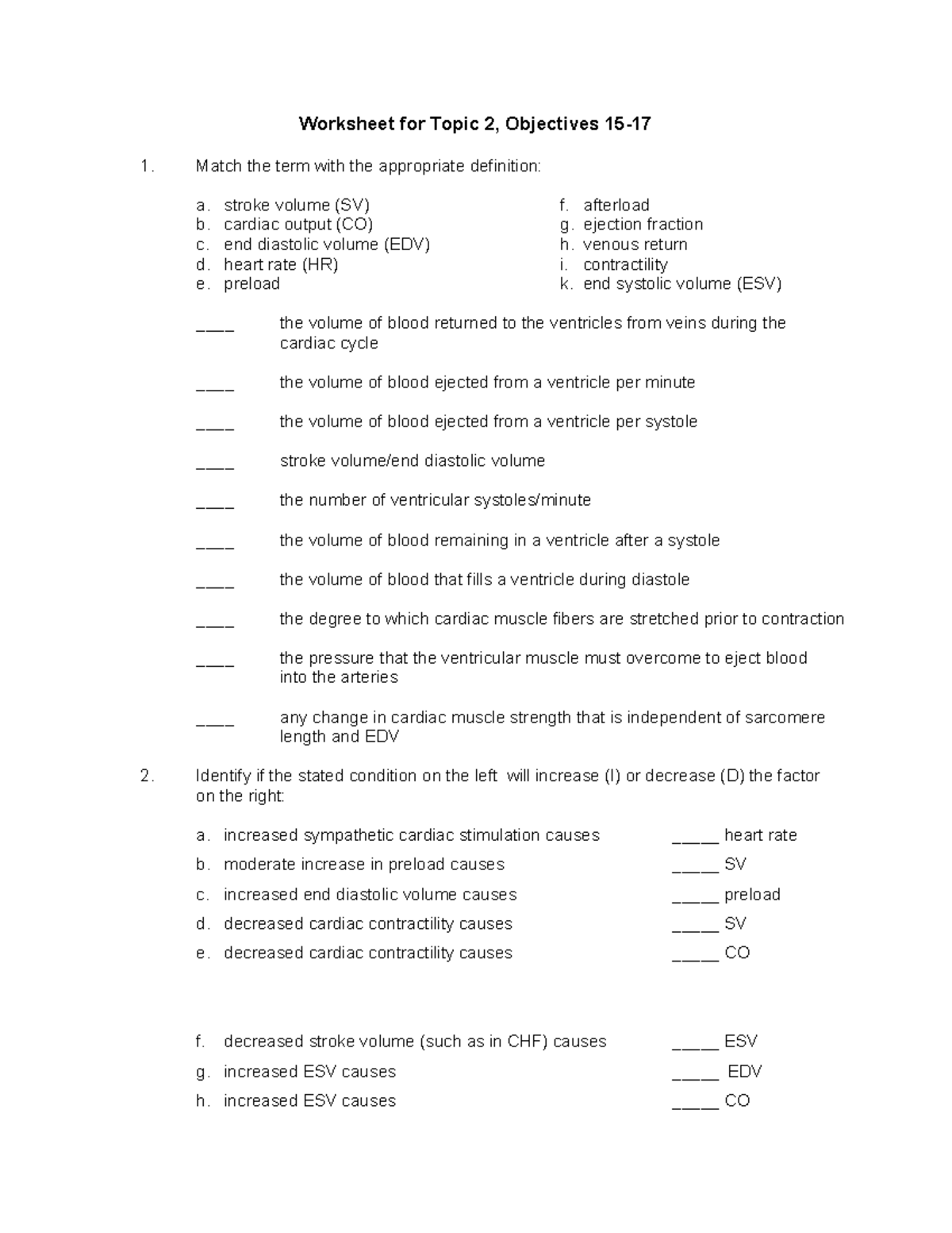 Worksheet for Topic 2, Obj 15-17 - Worksheet for Topic 2, Objectives 15- Match the term with the ...