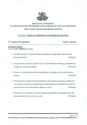 UCU110 past paper 1 - revised notes and approved ...
