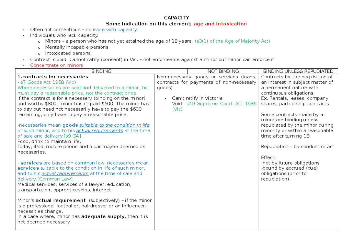 Capacity - notes - CAPACITY Some indication on this element; age and ...