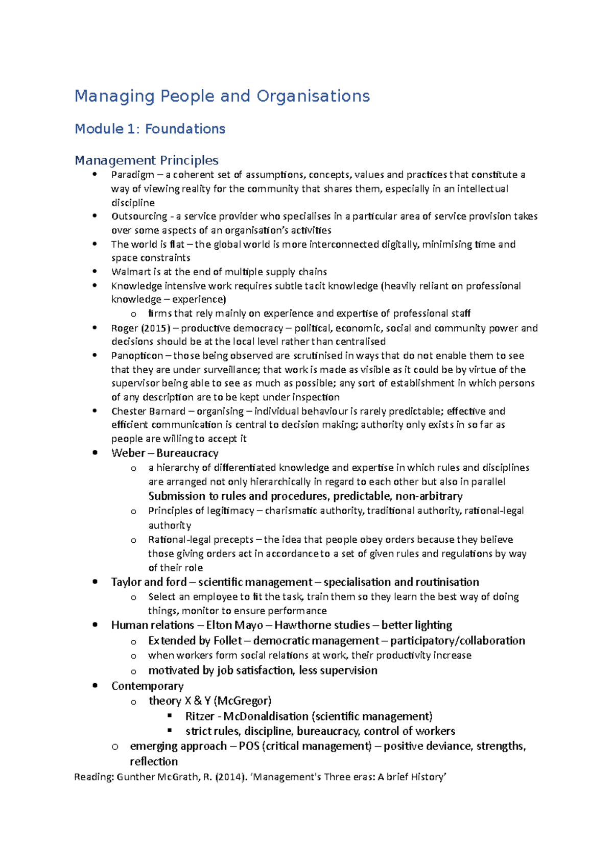 MPO Final Exam Notes - Managing People and Organisations Module 1 ...