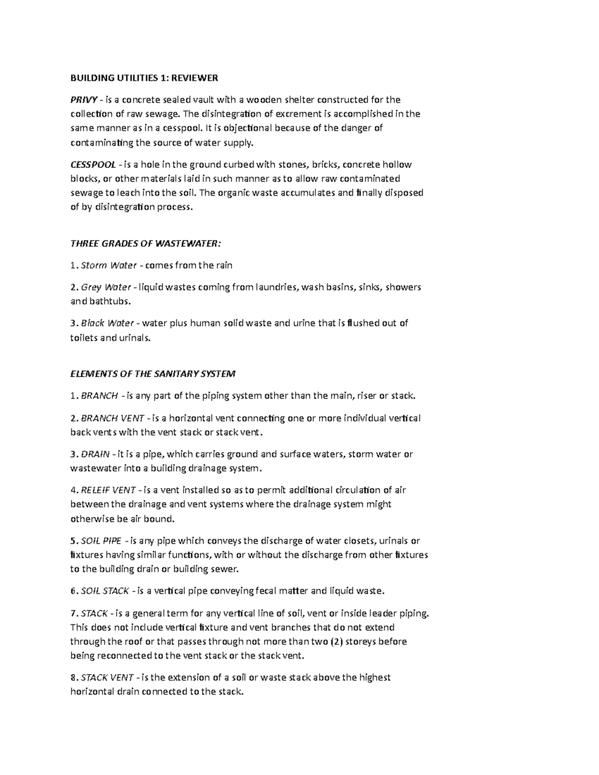 Building Utilities 1 - Reviewer - BUILDING UTILITIES 1: REVIEWER PRIVY ...