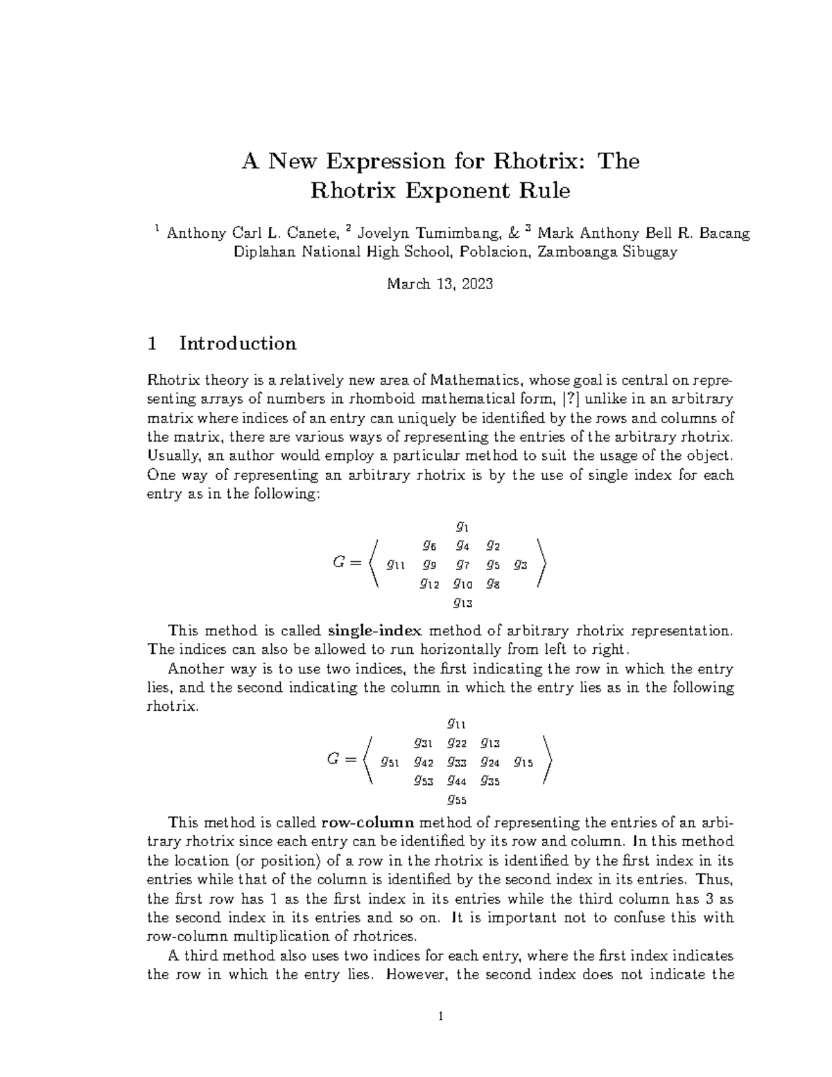 Anthony carl - none - A New Expression for Rhotrix: The Rhotrix ...