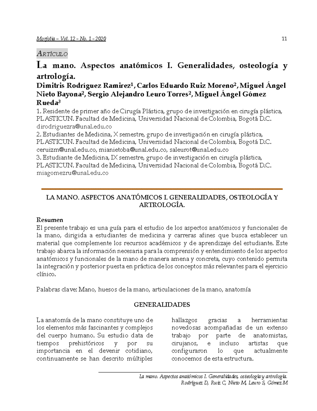 Anatomía mano completa apuntes clases - _La mano. Aspectos anatómicos I ...