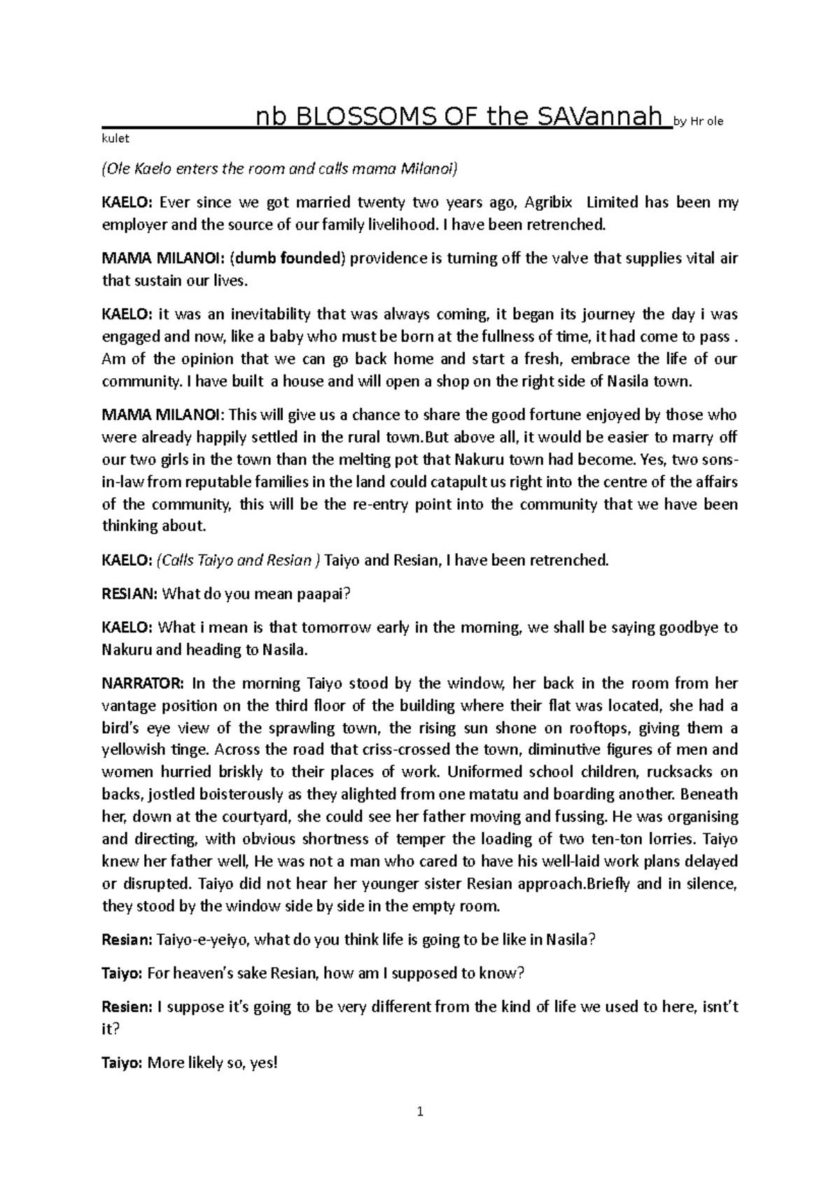 Blossoms adopted script - nb BLOSSOMS OF the SAVannah by Hr ole kulet ...
