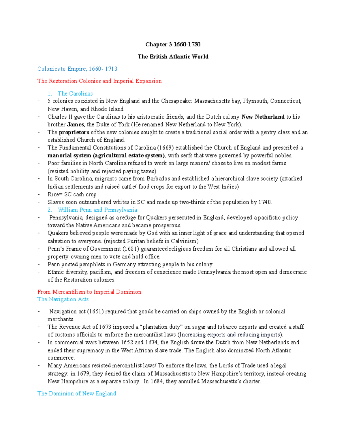 Chapter 3 1660- 1750 - Chapter 3 1660- The British Atlantic World ...