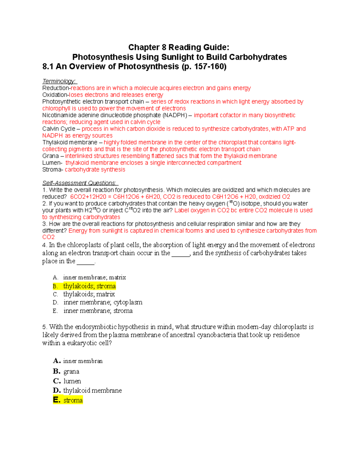 Chap.8.1-8.2 Reading Guide - Chapter 8 Reading Guide: Photosynthesis ...