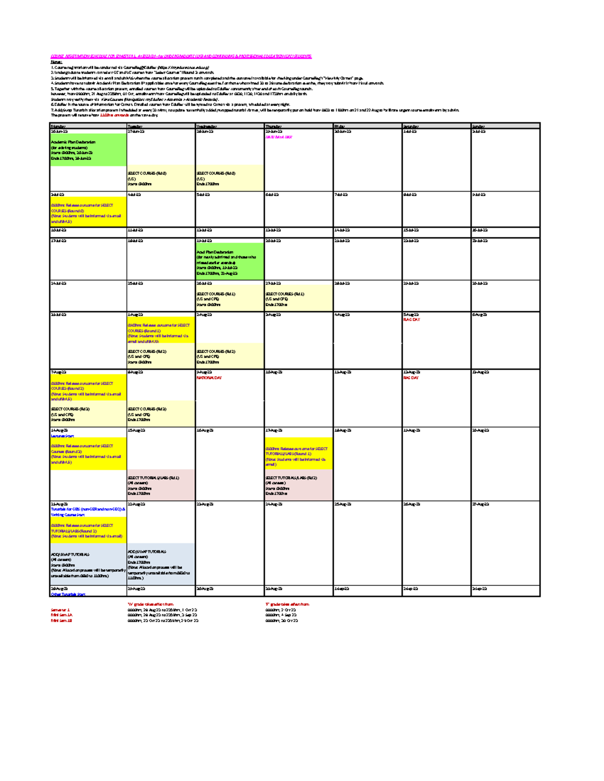 Ugcpe Course Reg Schedule - MA1512 - NUS - Studocu