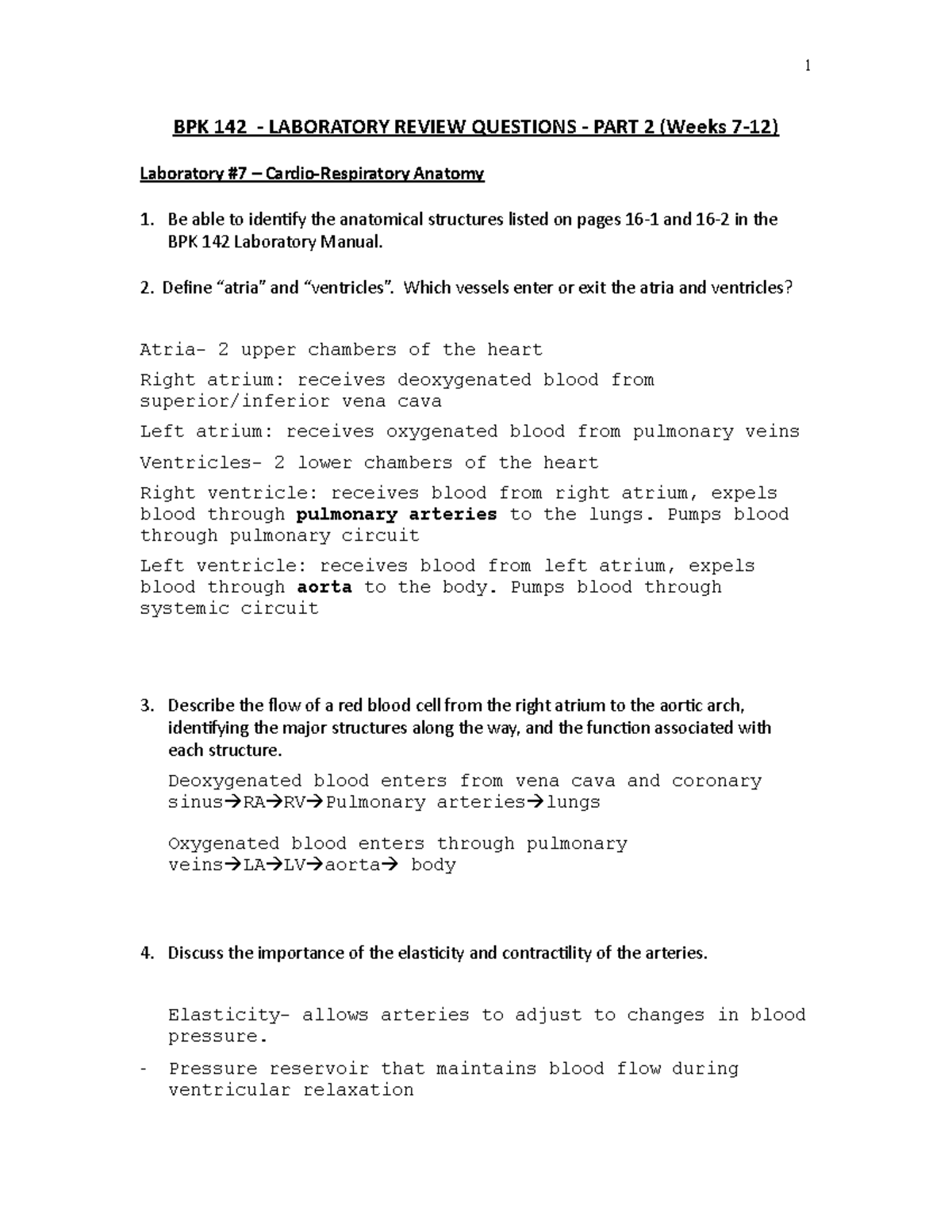 Lab exam review questions - BPK 142 - LABORATORY REVIEW QUESTIONS ...