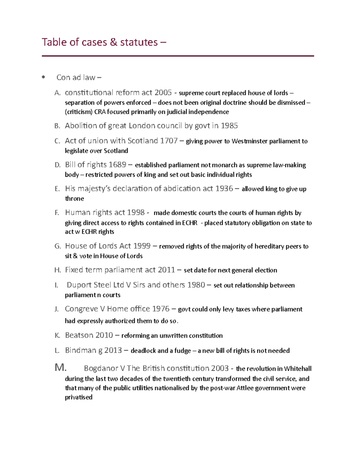 Table of cases - constitutional reform act 2005 - supreme court ...