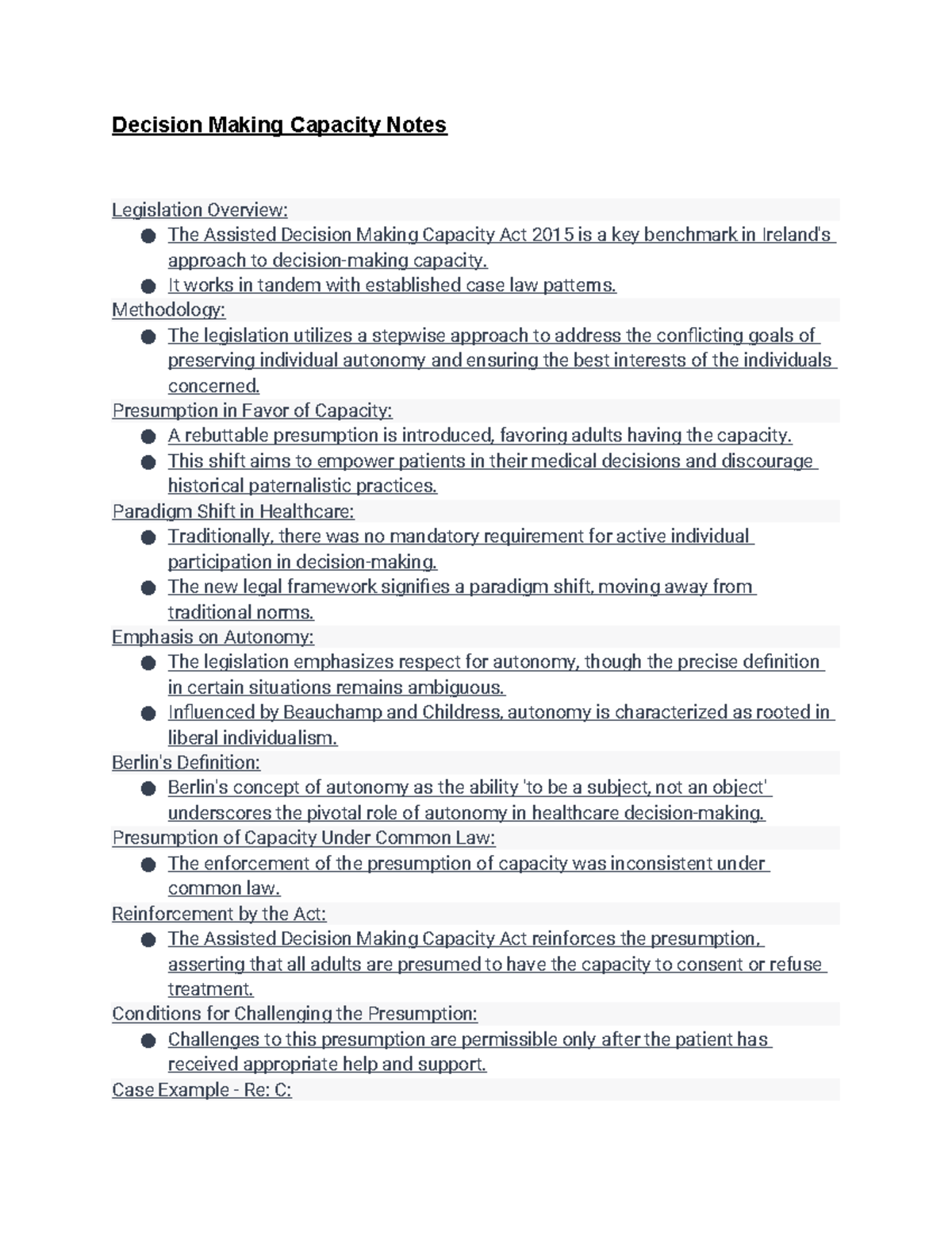 Med La W Decision Making Capacity Notes - Decision Making Capacity ...