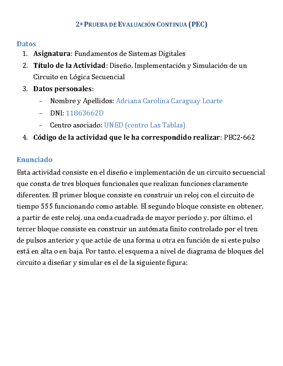 PEC2-662 FSD 2023-2024 - 2 ª PRUEBA DE EVALUACIÓN CONTINUA (PEC) Datos Asignatura: Fundamentos ...