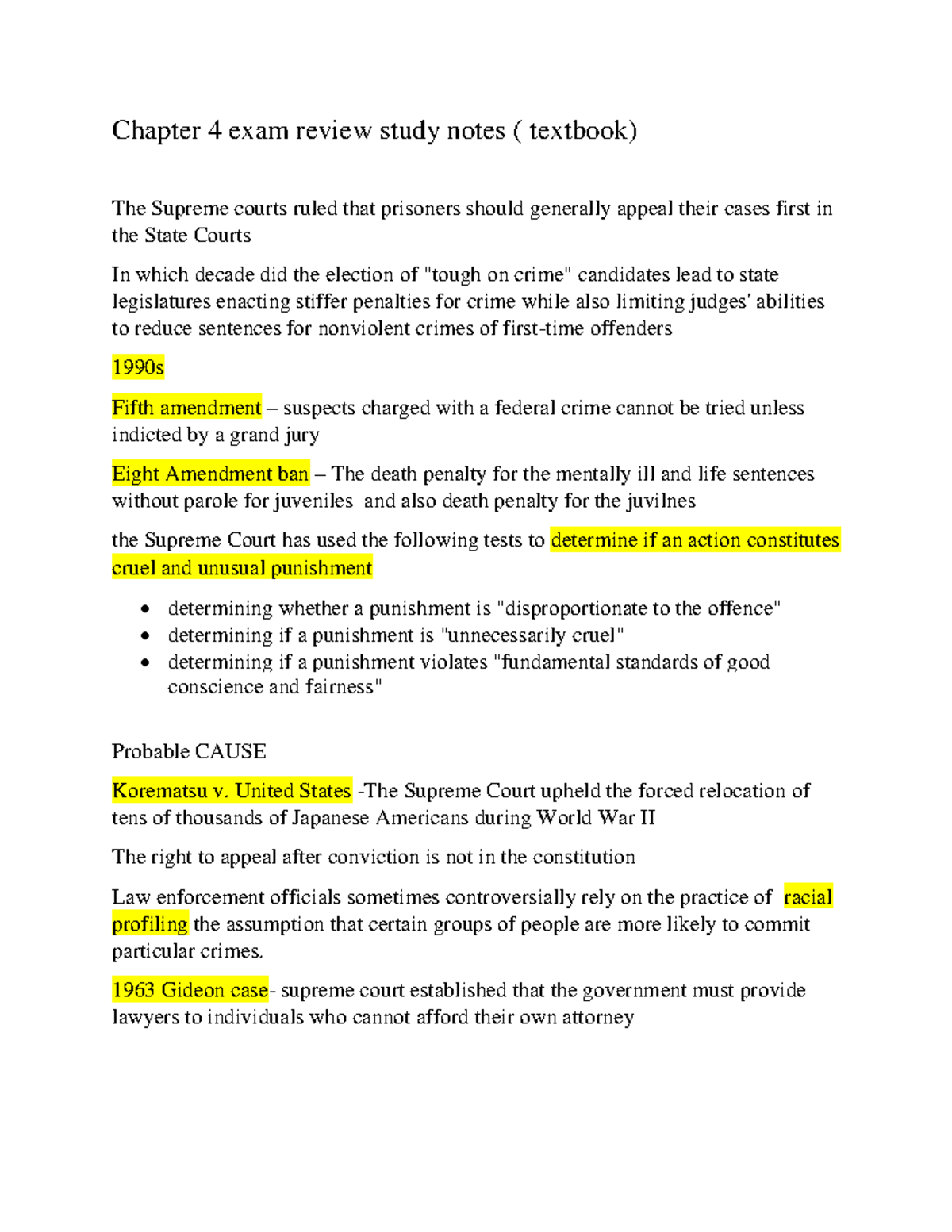 Chapter 4 exam review study notes - Chapter 4 exam review study notes ...