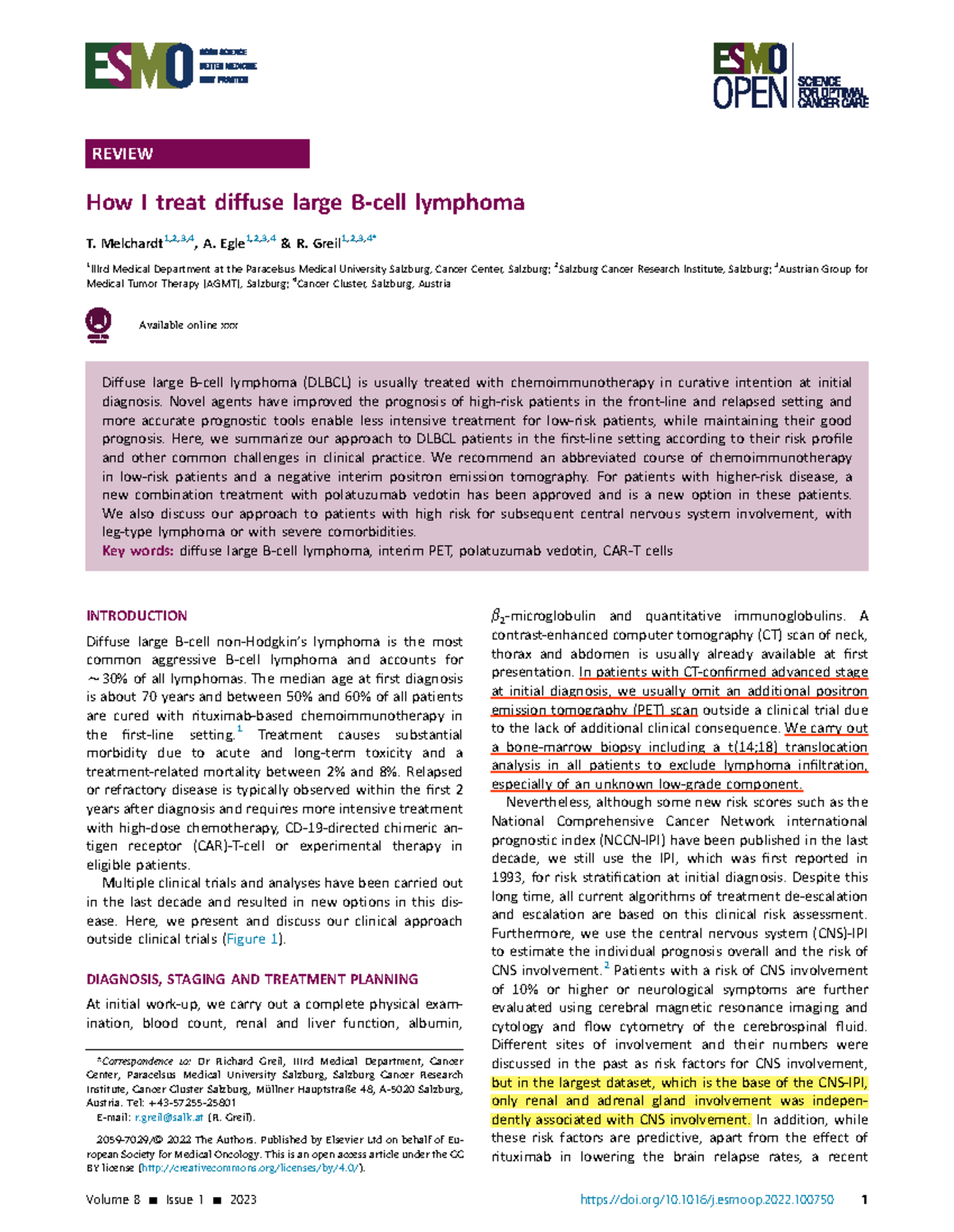 36634531 How I treat diffuse large B-cell lymphoma - REVIEW How I treat ...