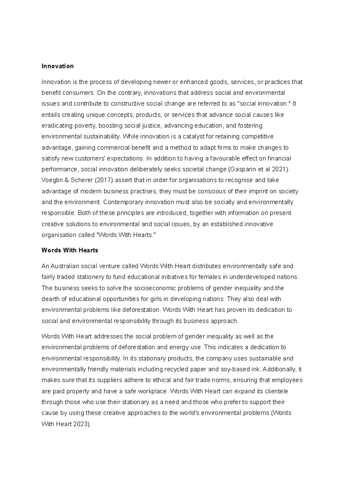 CASE Report - The first assignment - Innovation Innovation is the ...