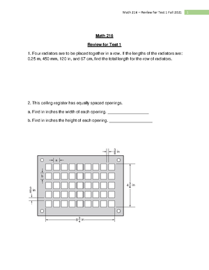 Math 216 - Quiz 3A exam - Quiz 3A - Fall 2021 Math 216 Quiz 3A Name