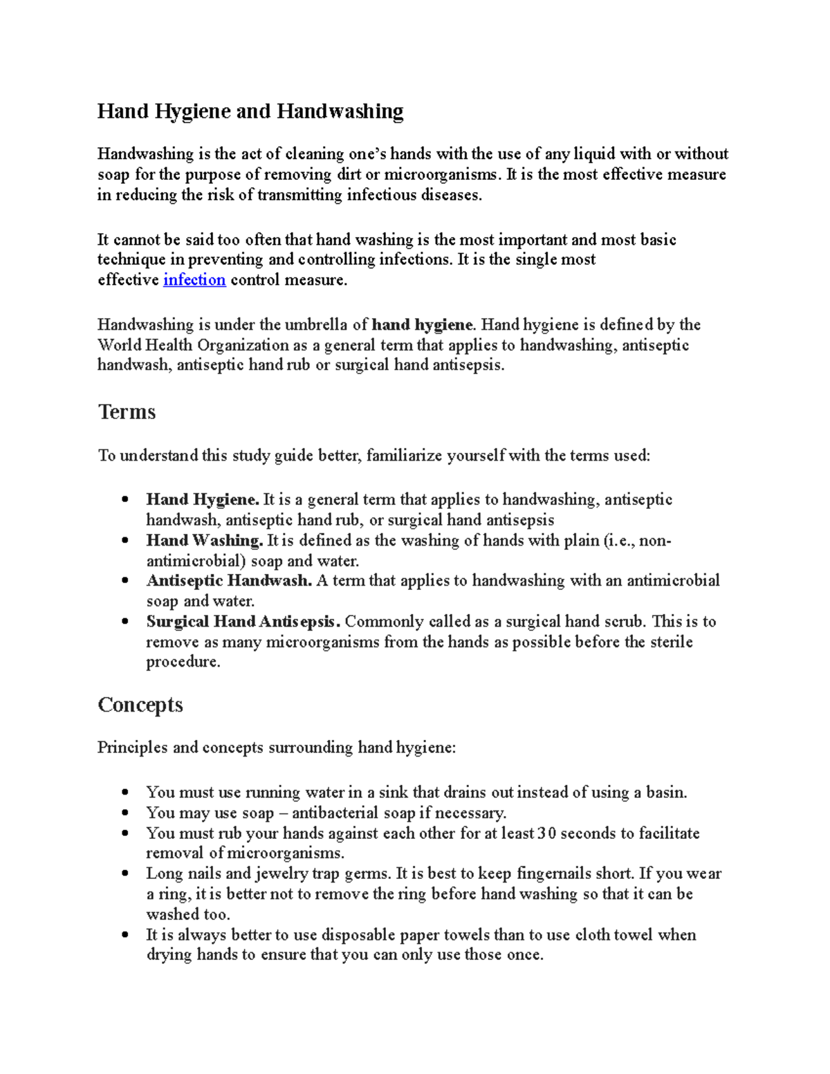 Hand Hygiene and Handwashing - Hand Hygiene and Handwashing Handwashing ...