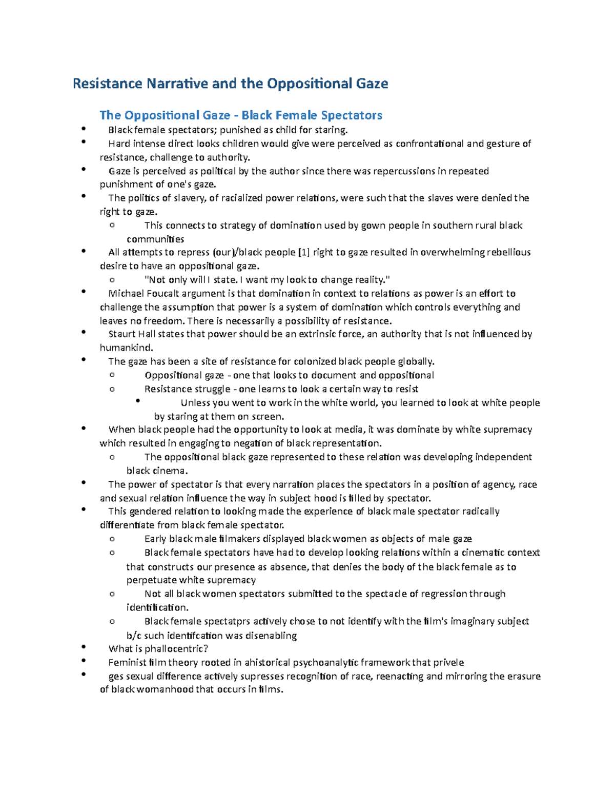 Lecture 8 - Resistance Narratives and the Oppositional Gaze ...