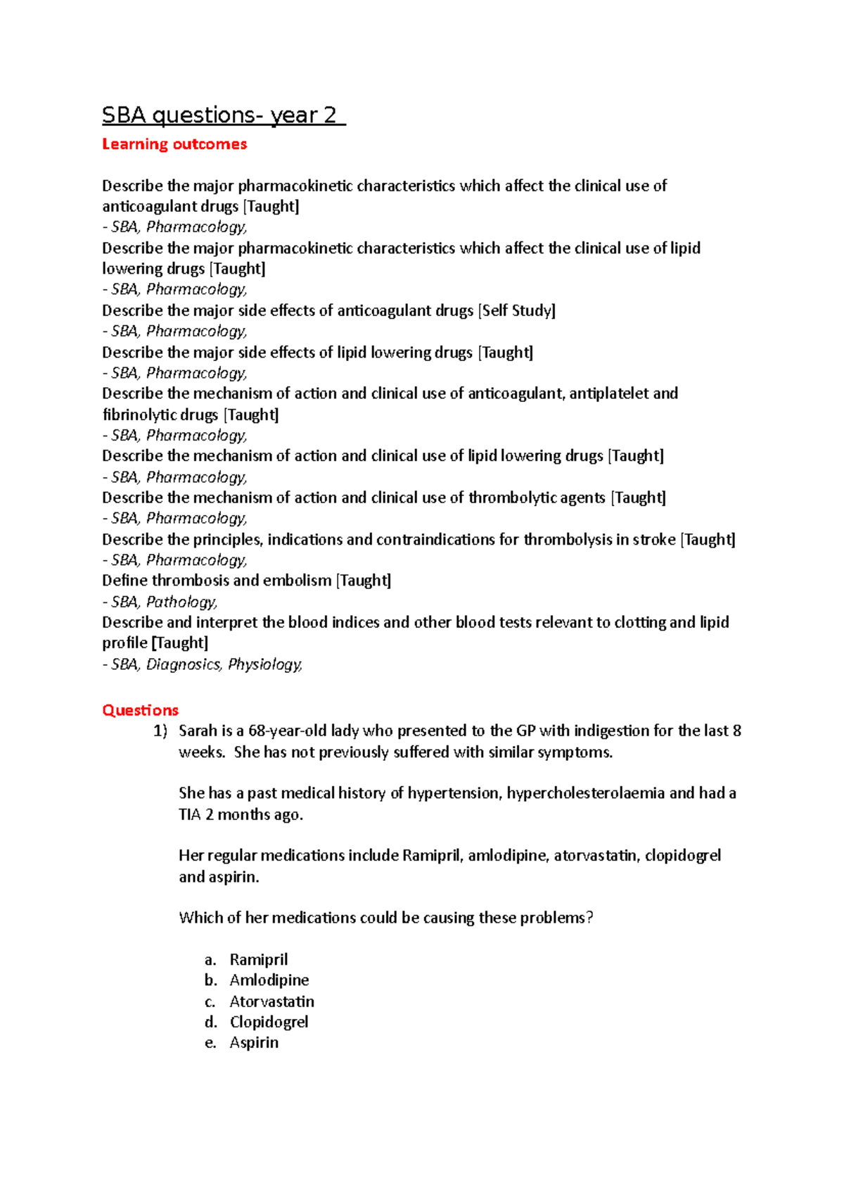SBA Questions Examples For Yr 2 SBA Questions Year 2 Learning