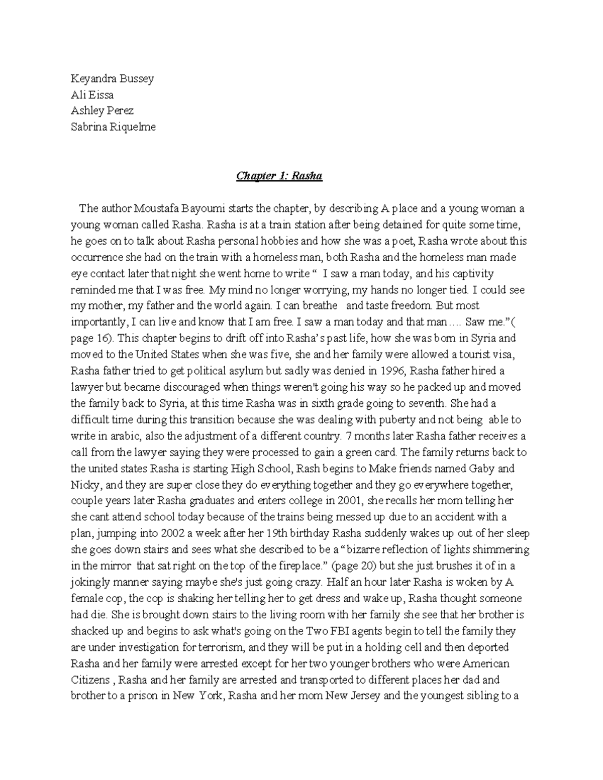 English - Grade: a- Keyandra Bussey Ali Eissa Ashley Perez Sabrina ...