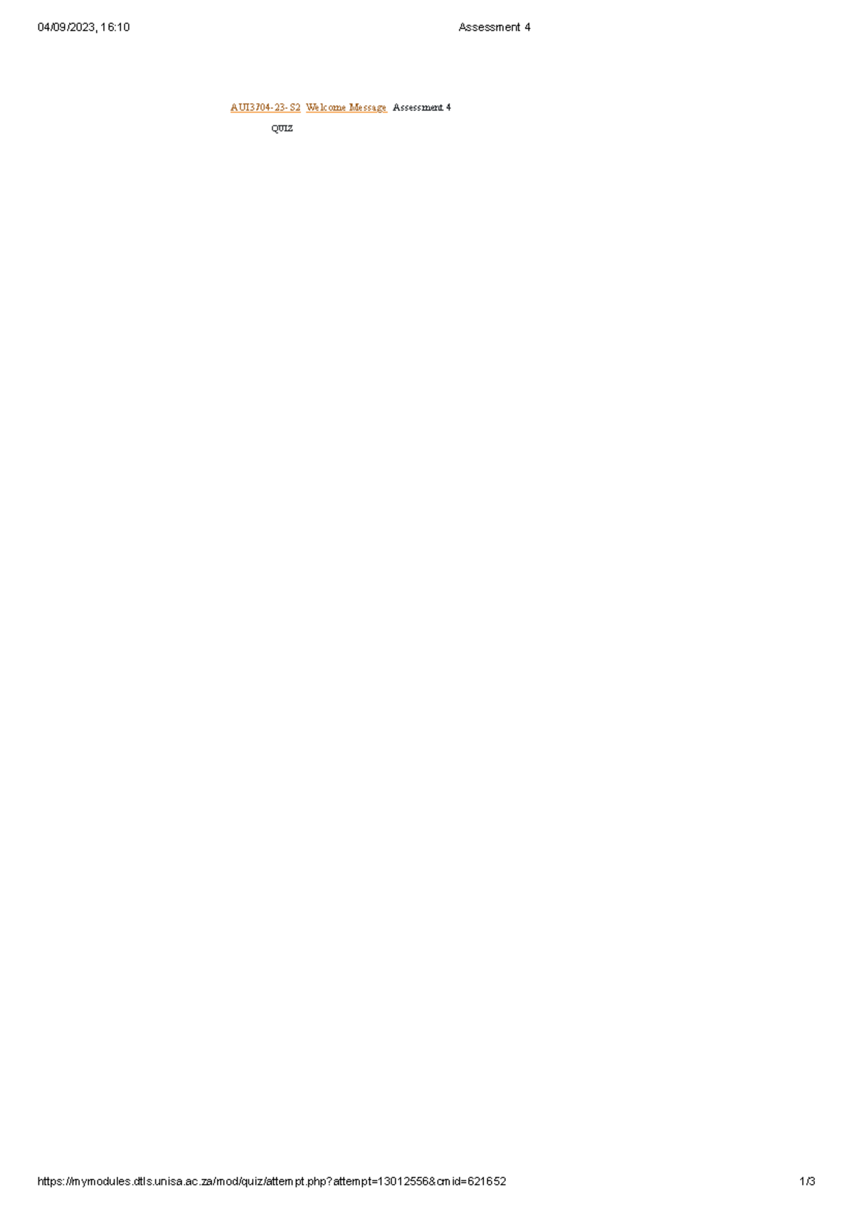 Assessment 4 AUI3704 - 04/09/2023, 16:10 Assessment 4 - Studocu