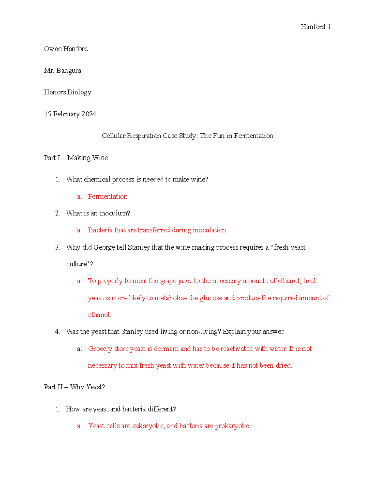 Cellular Respiration Case Study The Fun in Fermentation - Hanford 1 ...