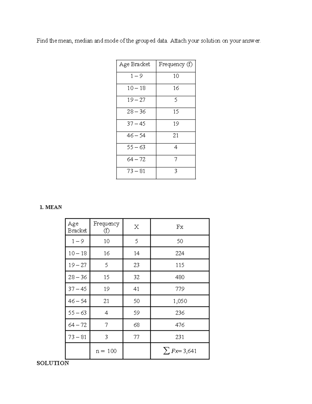 Sas Mean Median And Mode Quizzer Find The Mean Median And Mode Of The Grouped Data Attach
