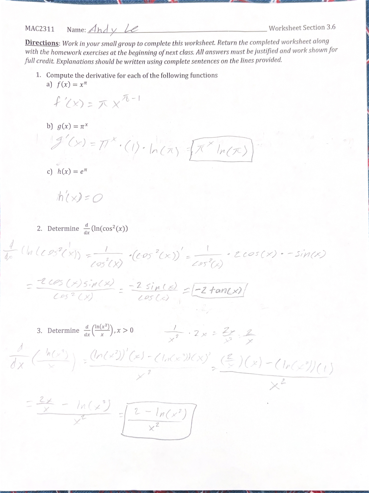 HW 3.6 "solutions"? - MAC2311 Name: Andy Le Worksheet Section 3 ...