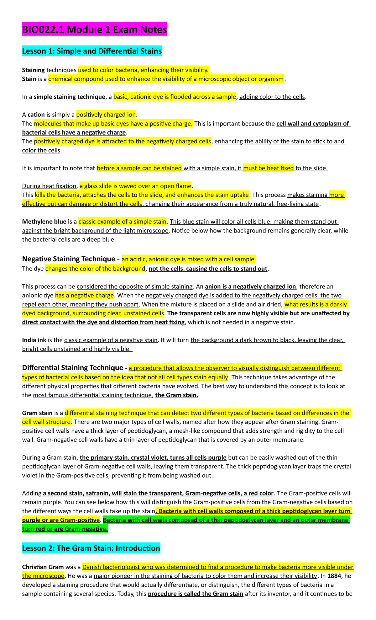 BIO022-Exam-Notes - Short notes on biology laboratory - BIO022 Module 1 ...
