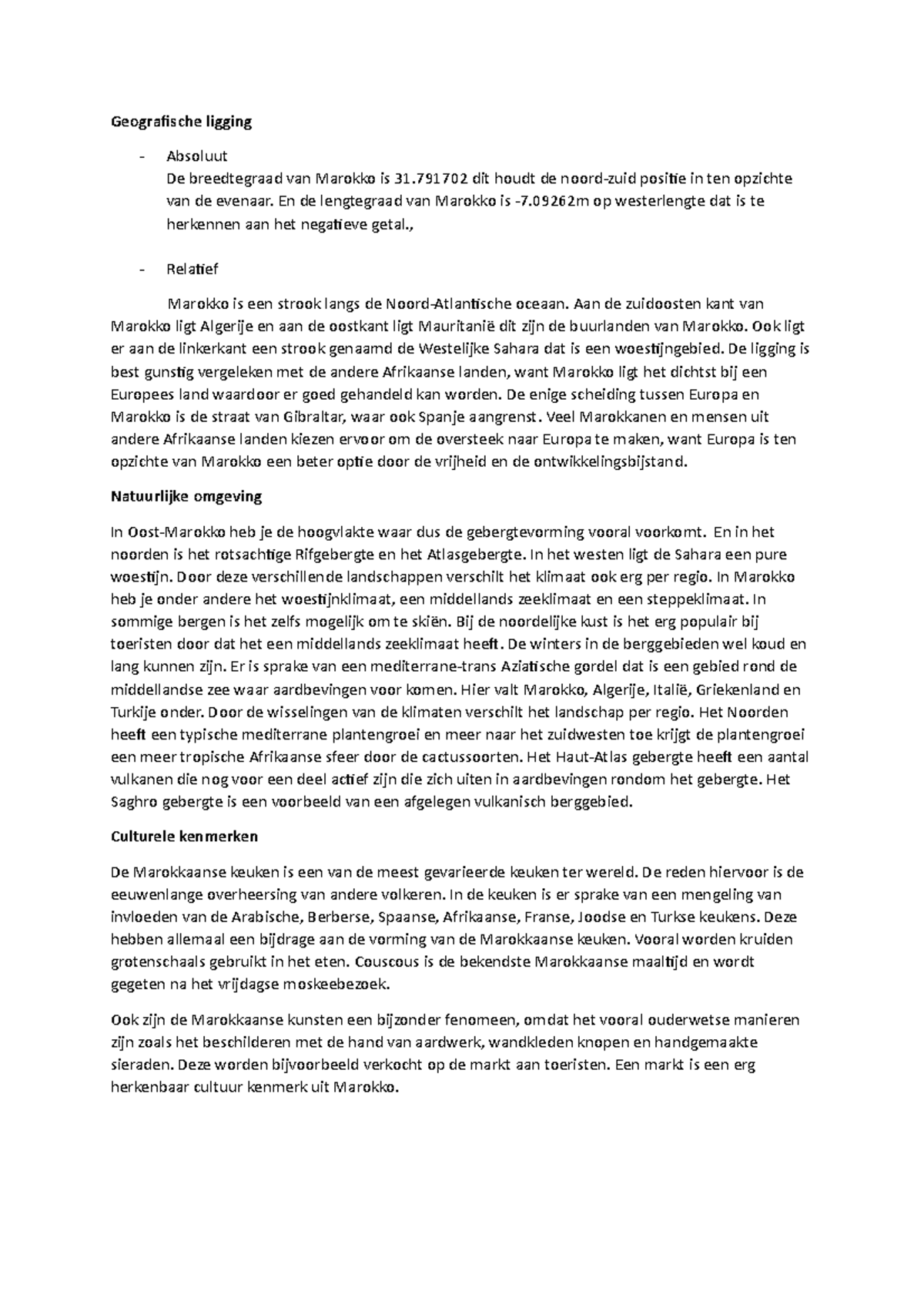 Aardrijkskunde Marokko - Geografische ligging Absoluut De breedtegraad ...