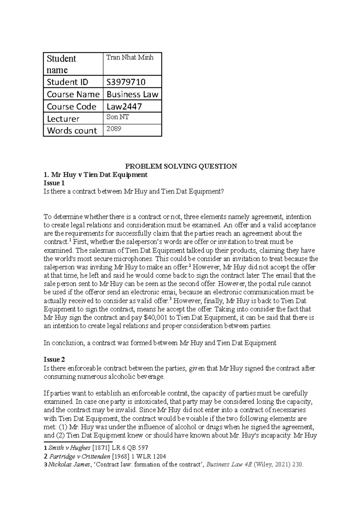 Assessment Task 3 - Individual Written Assignment - Tran Nhat Minh - s3979710 - Student name ...