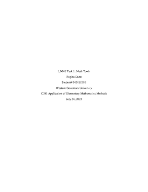 D172 Task 1 Assessment-revised - Assessment Planning Regina Dunn Student# 010162181 Western ...