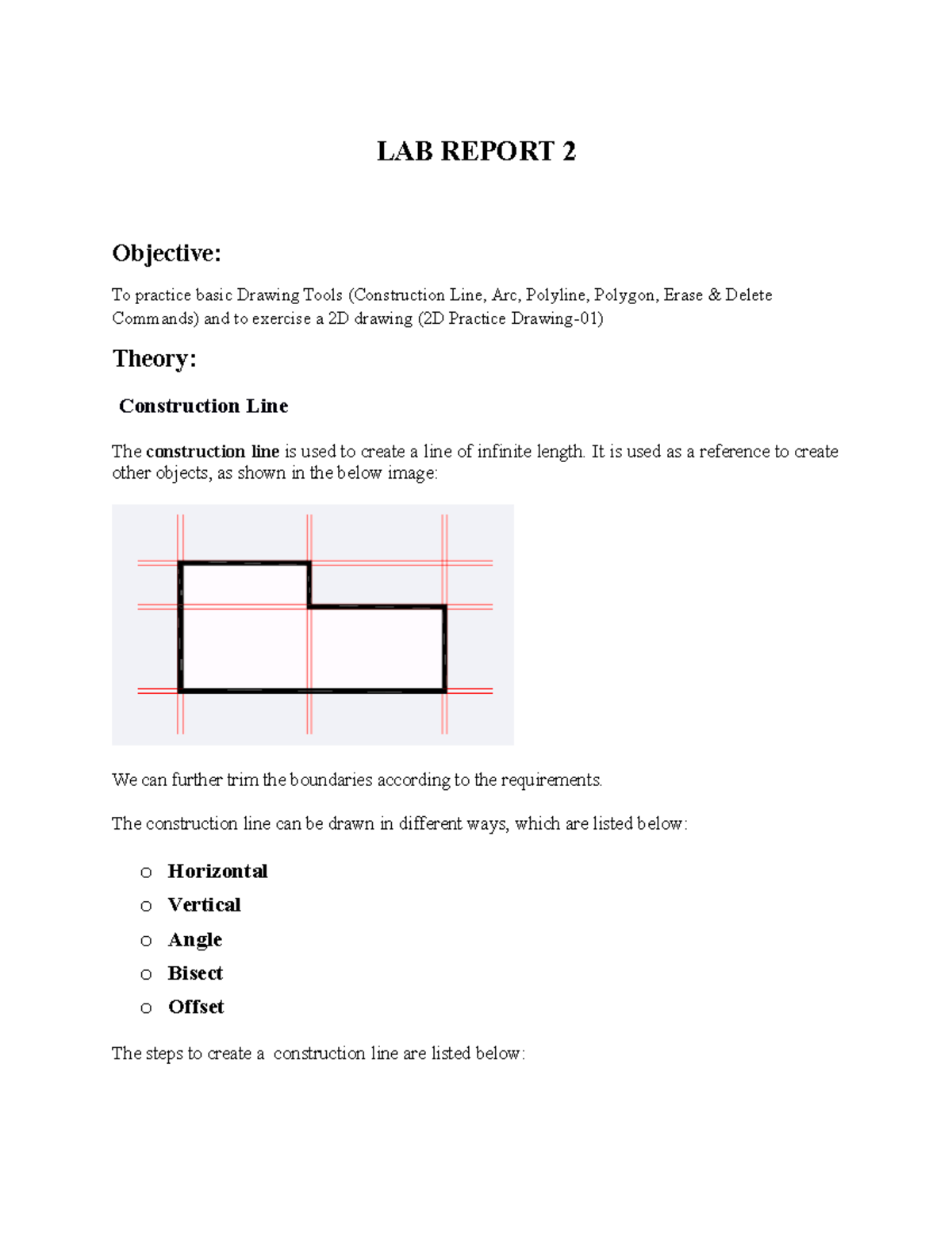 Lab report 2 - LAB REPORT 2 Objective: To practice basic Drawing Tools ...