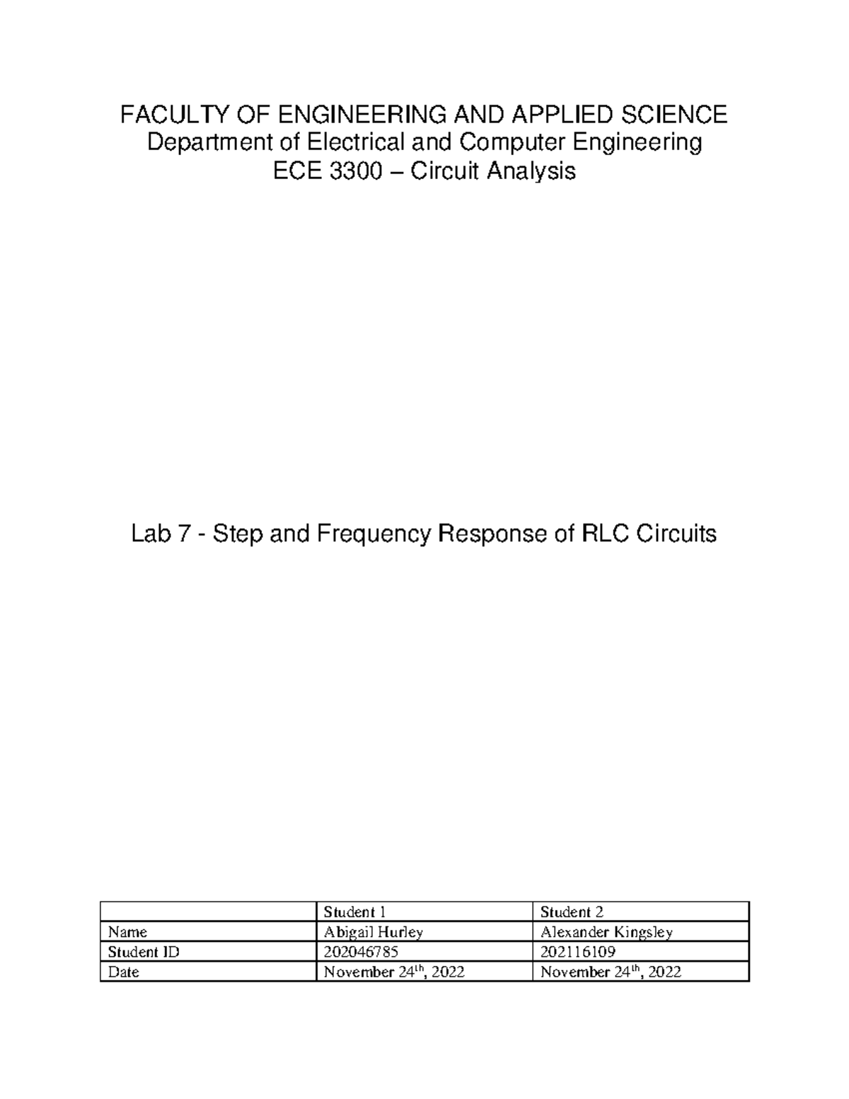 Circuits Lab 7 - notes - FACULTY OF ENGINEERING AND APPLIED SCIENCE ...