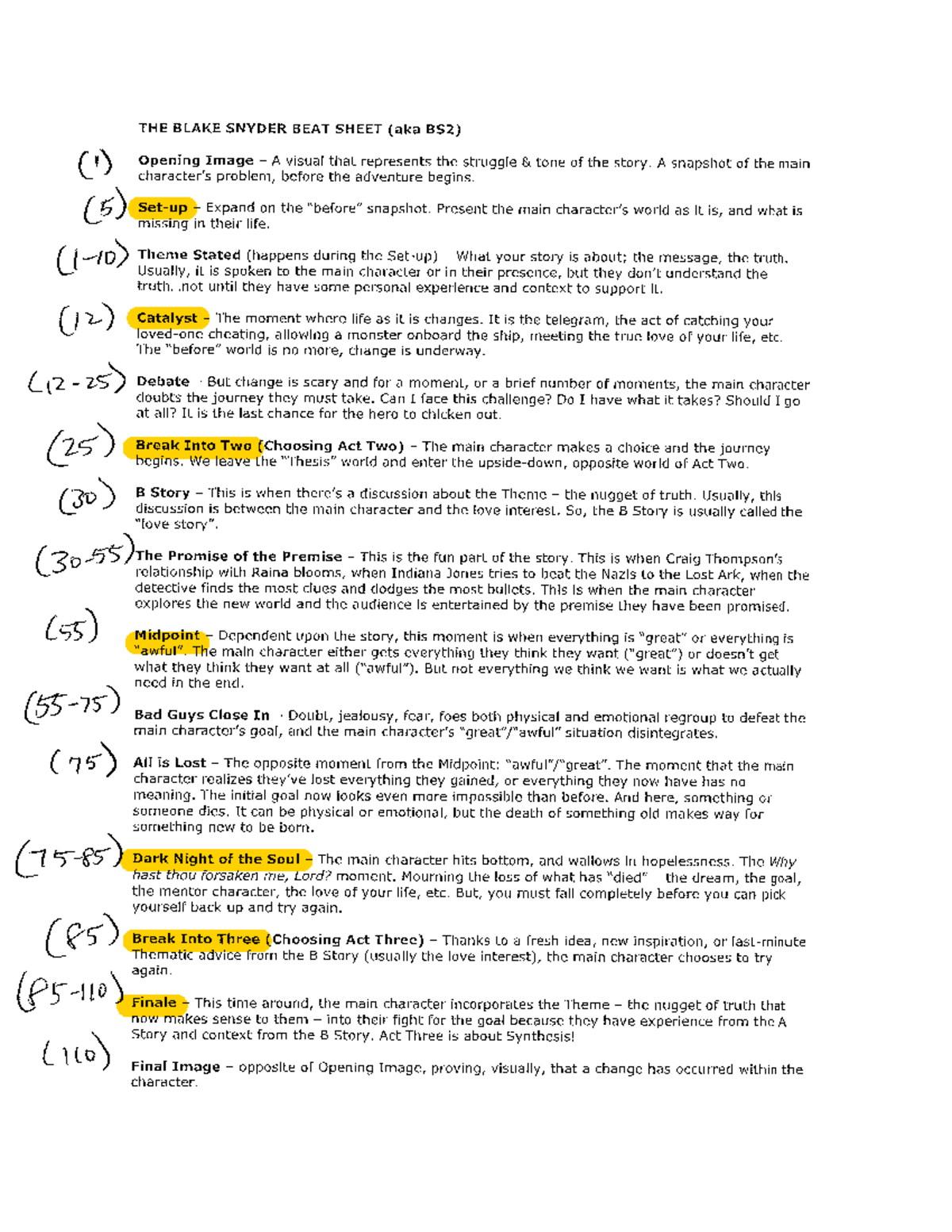 STC 15 Beat Sheet - CINE 101 - Studocu
