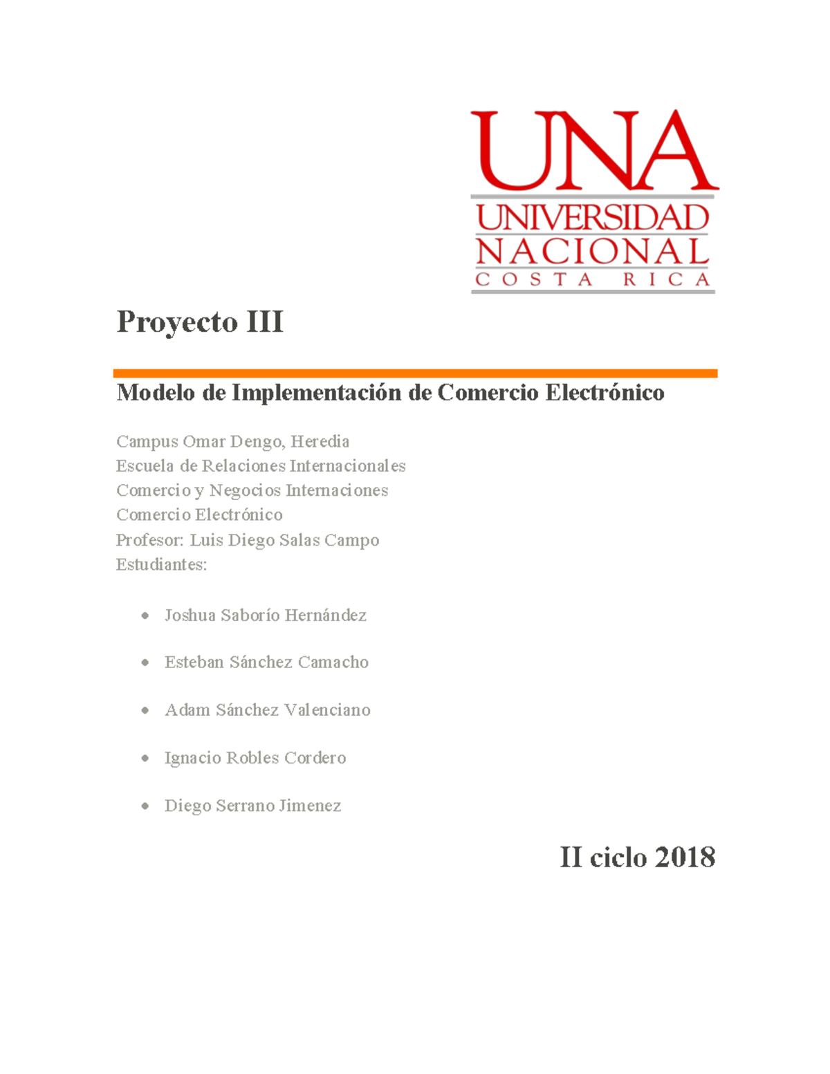 Modelo de implemtación - Warning: TT: undefined function: 32 Proyecto III Modelo de ...