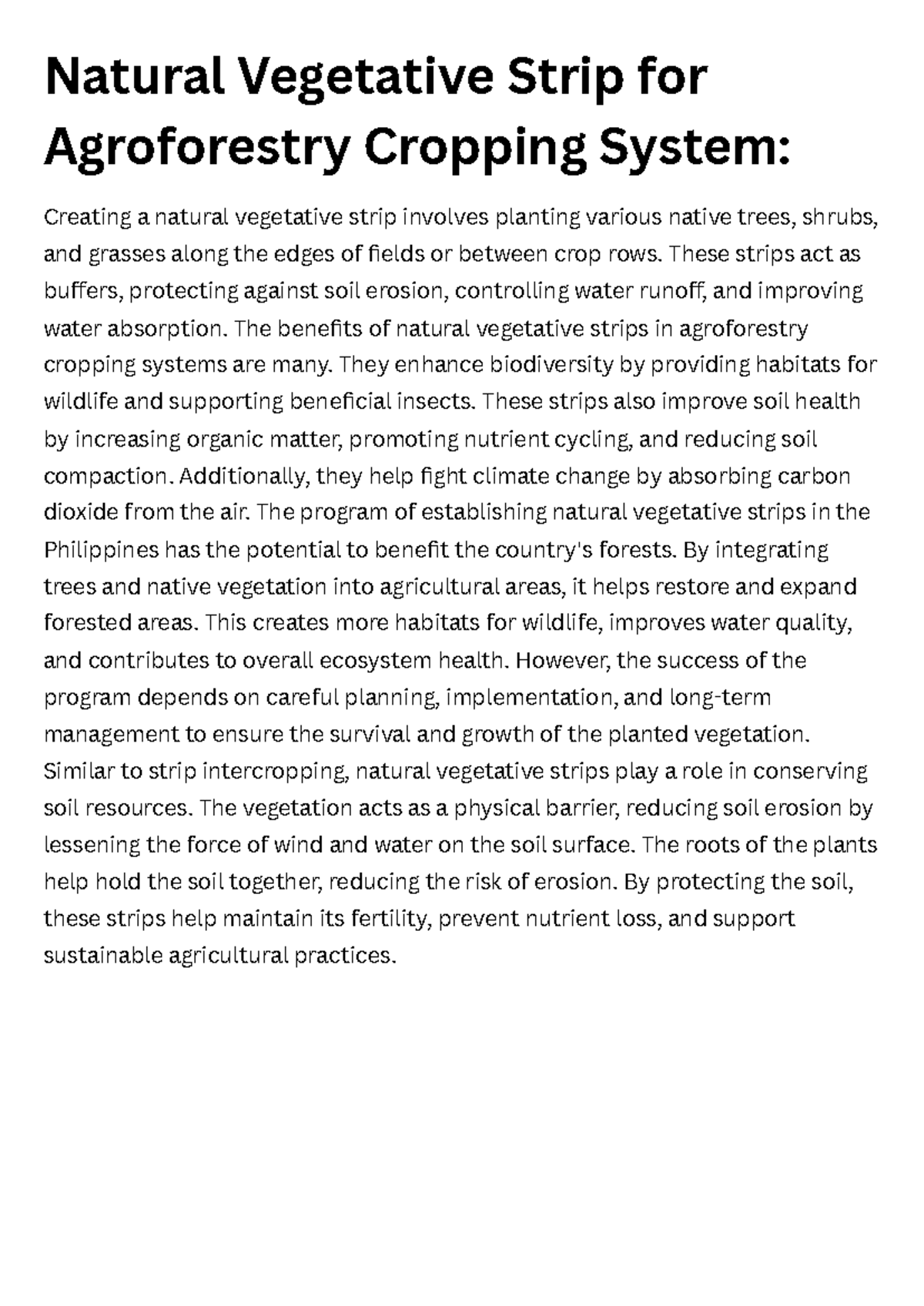 Natural Vegetative Strip for Agroforestry Cropping System 20240411 ...