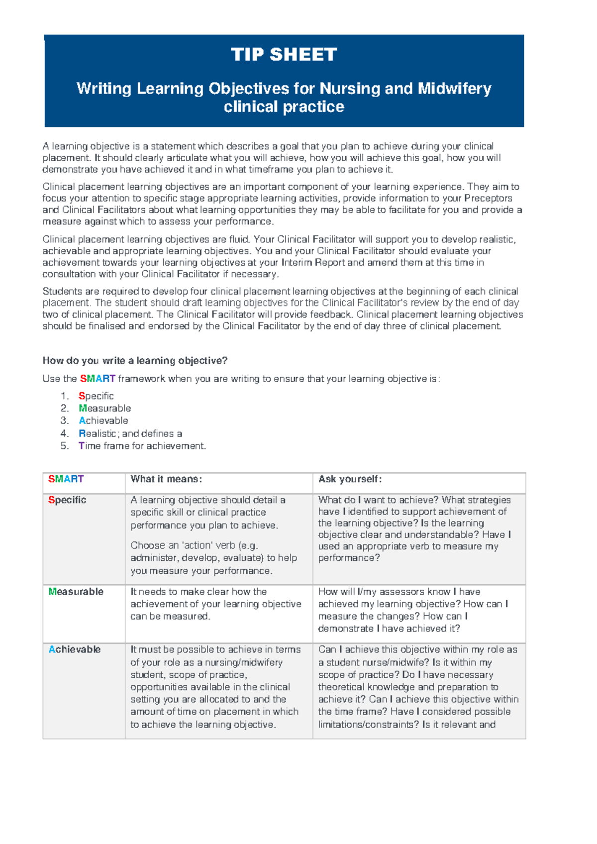 regarding objectives - TIP SHEET Writing Learning Objectives for ...