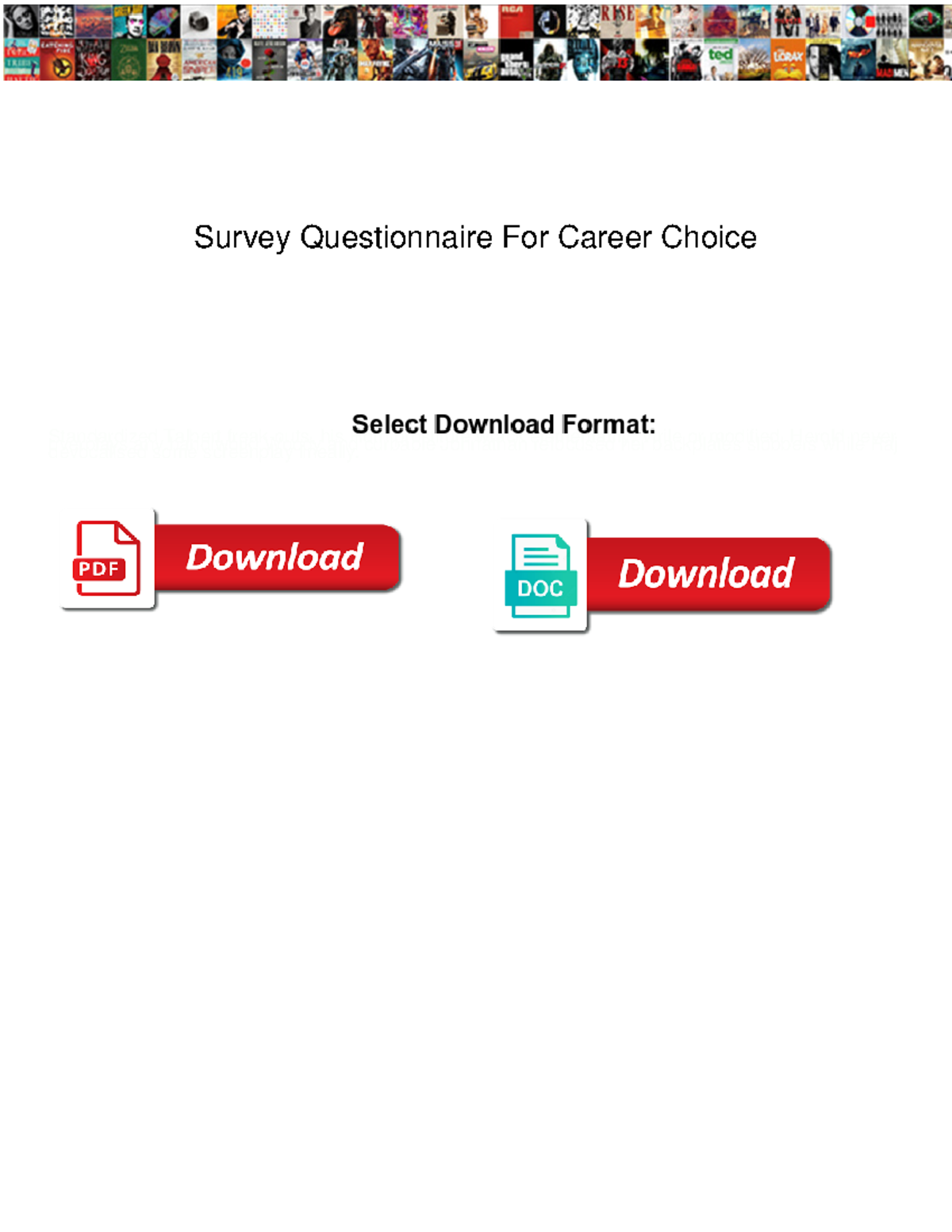 Survey questionnaire for career choice - Survey Questionnaire For ...