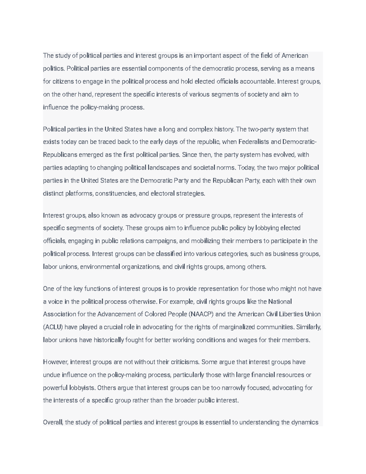 US National Government - The study of political parties and interest ...