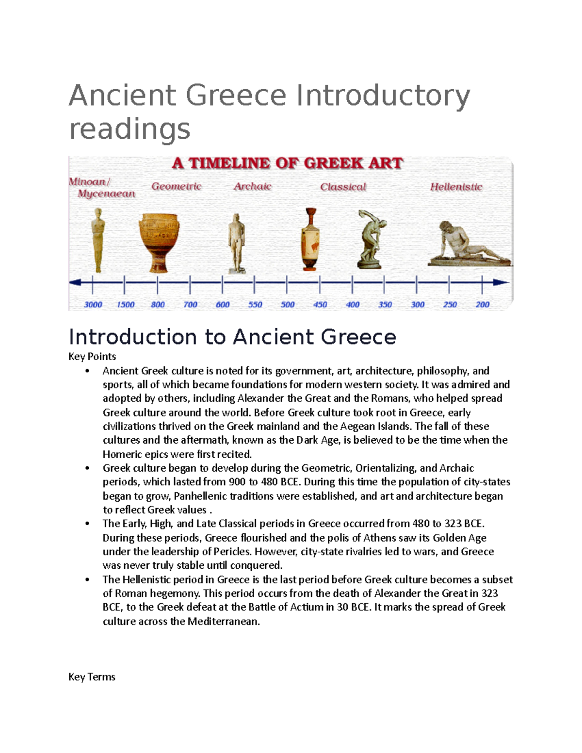 Ancient Greece Introductory readings - Ancient Greece Introductory readings Introduction to ...