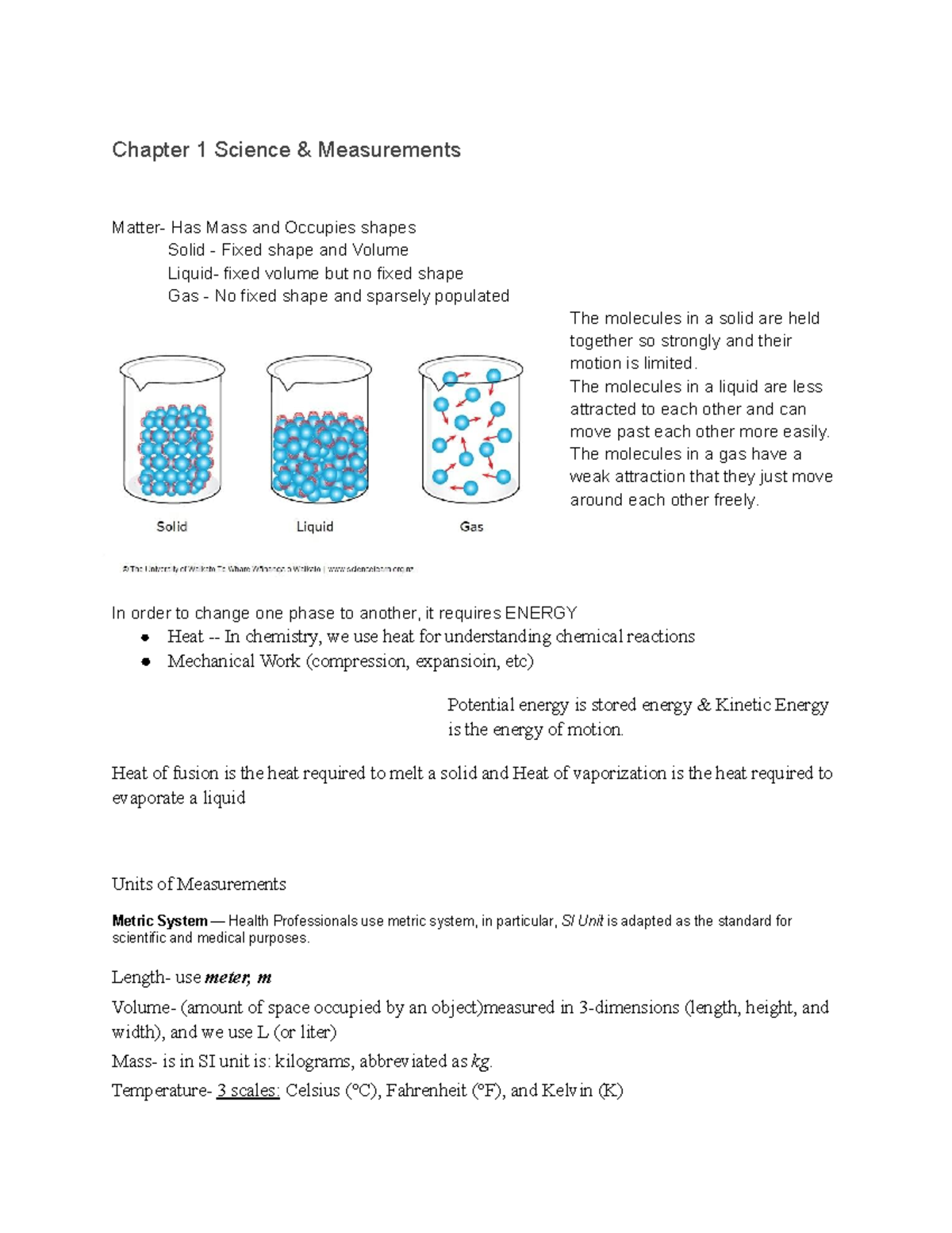 Chemistry Ch1 - Just notes from class and the textbook - Chapter 1 ...