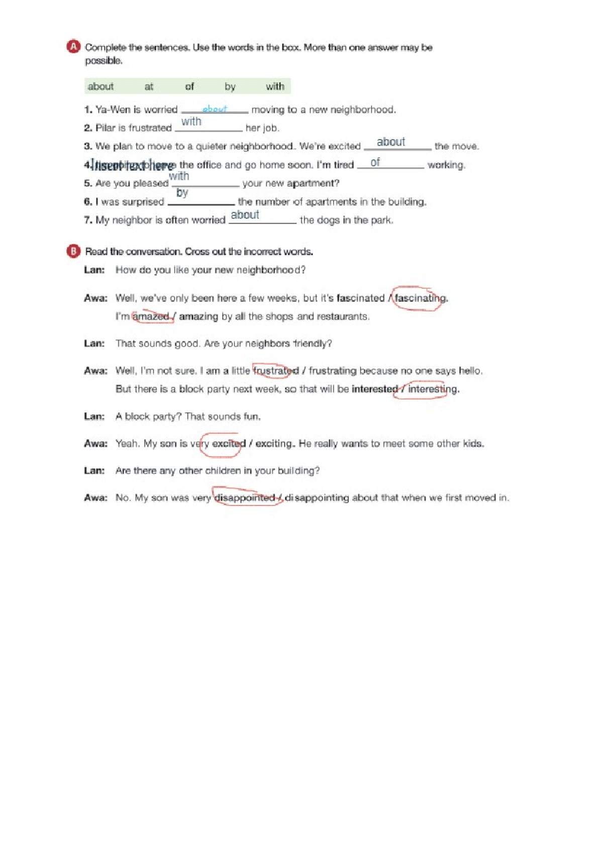 Homework 1 unit 3 senior 1 - A Complete the sentences. Use the words in ...