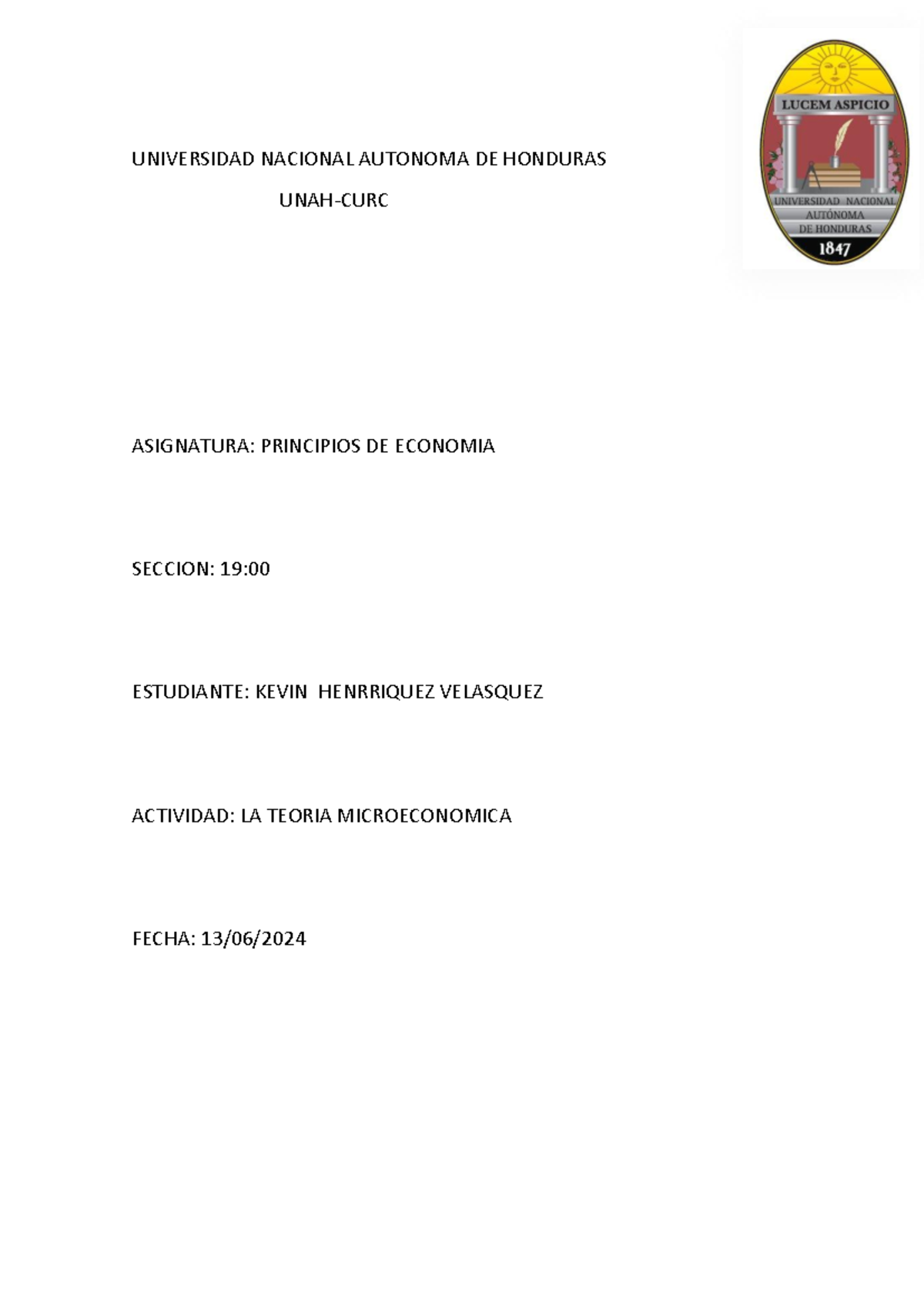 LA Teoria Microeconomica - UNIVERSIDAD NACIONAL AUTONOMA DE HONDURAS ...