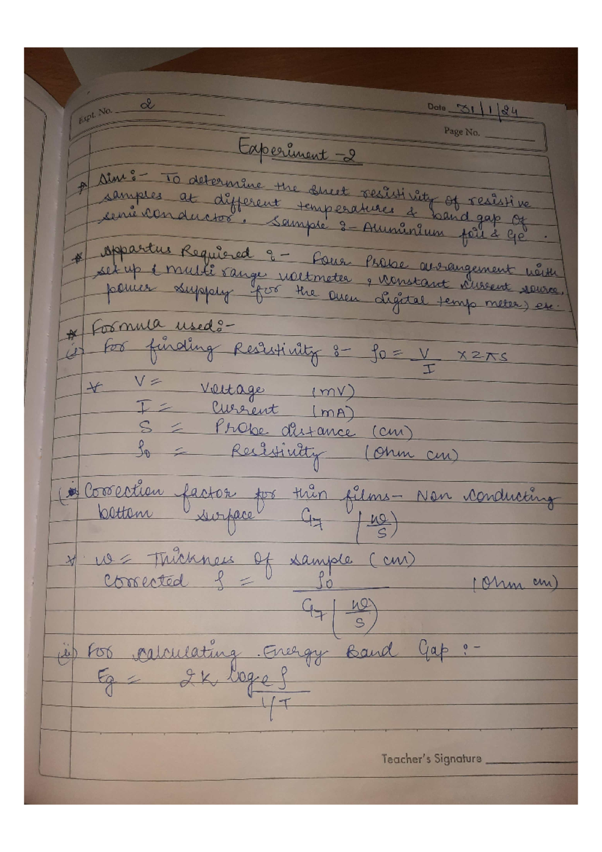 Four Probe Exp - Physics - Studocu