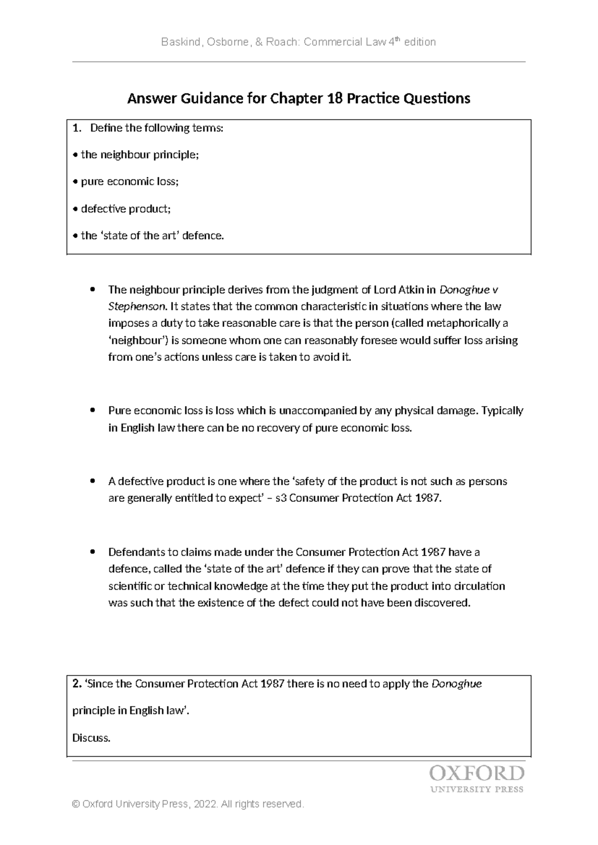 Neighbour principle - Answer Guidance for Chapter 18 Practice Questions 1. Define the following ...