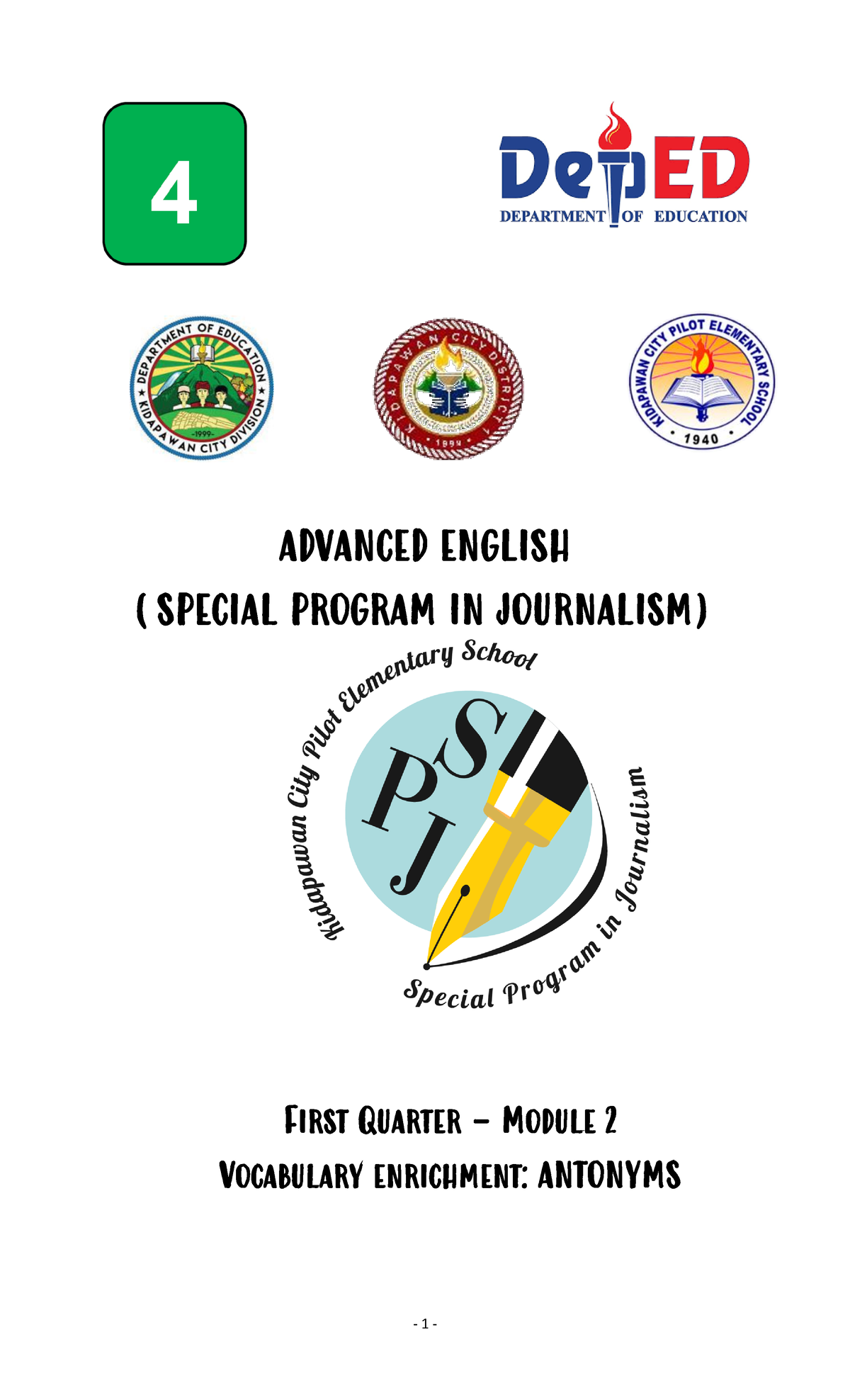 Grade 4-Quarter 1 - WEEK2 - Advanced English - ADVANCED ENGLISH ...