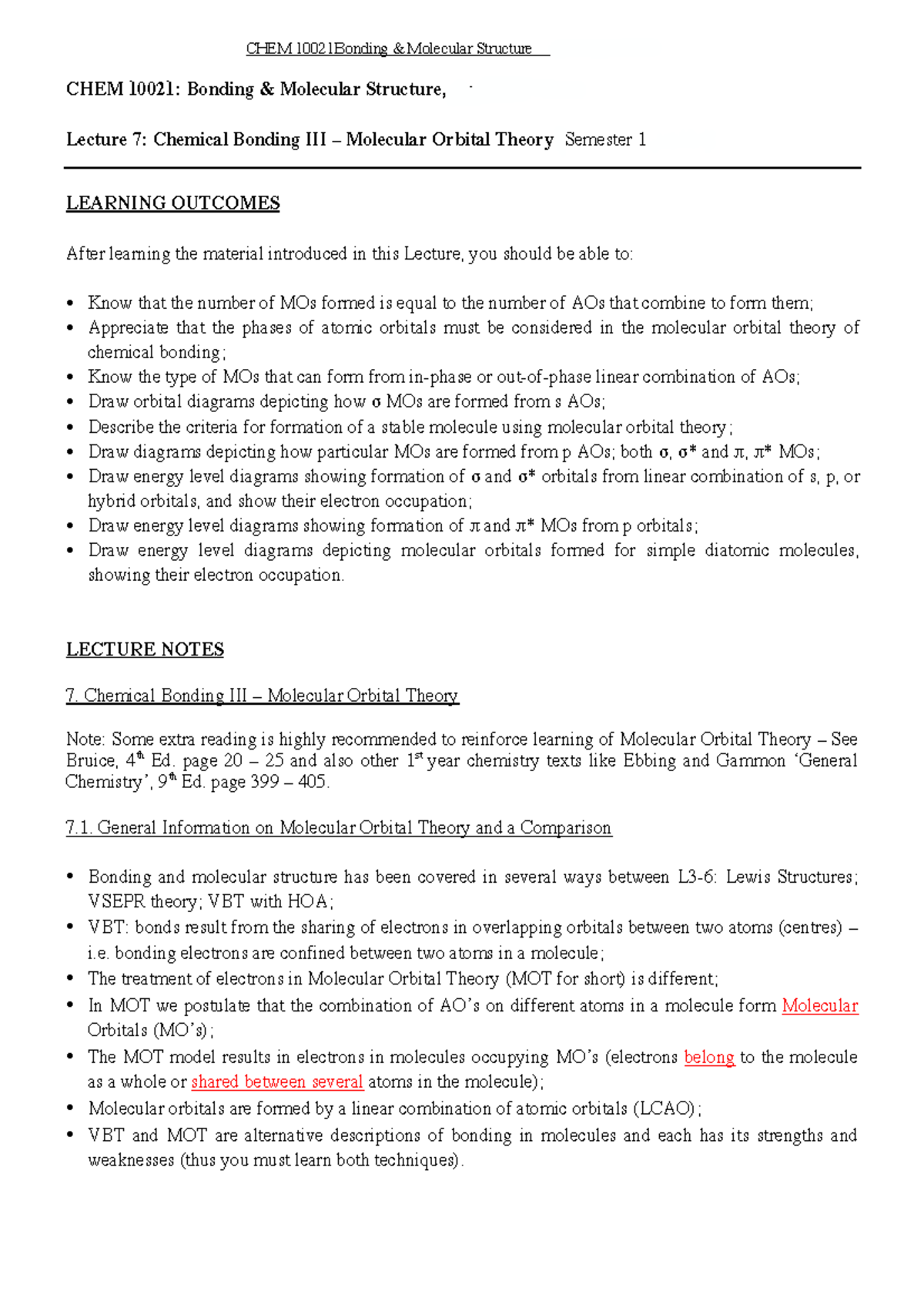 Student lecture notes S1 L7 2020 annotated - CHEM10021 - Manchester ...